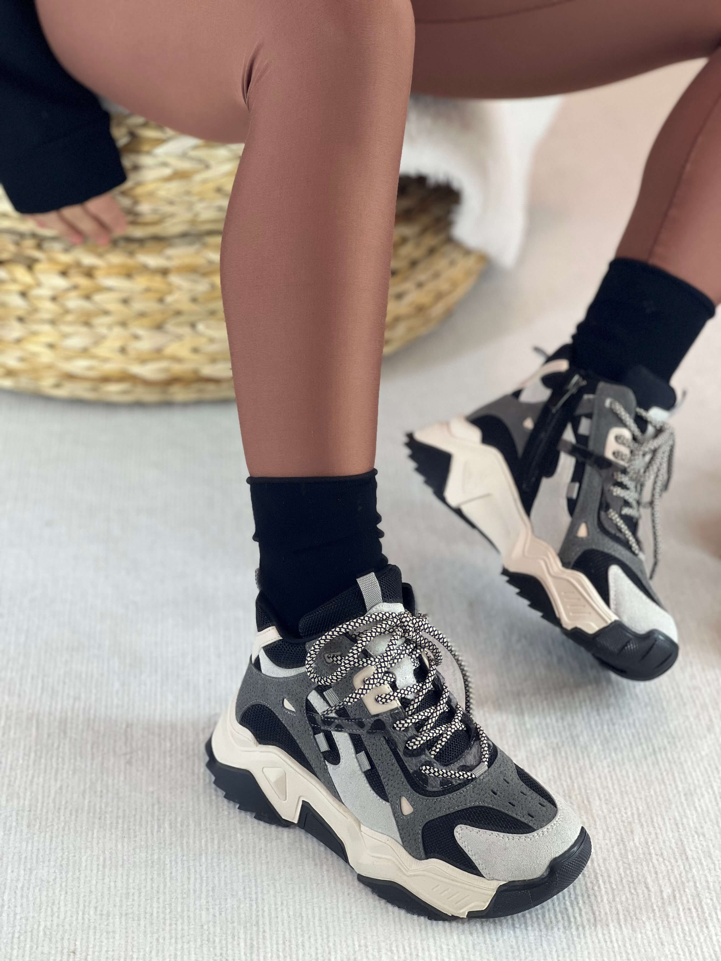 Donna Siyah Bağcıklı Kadın Bot Sneaker